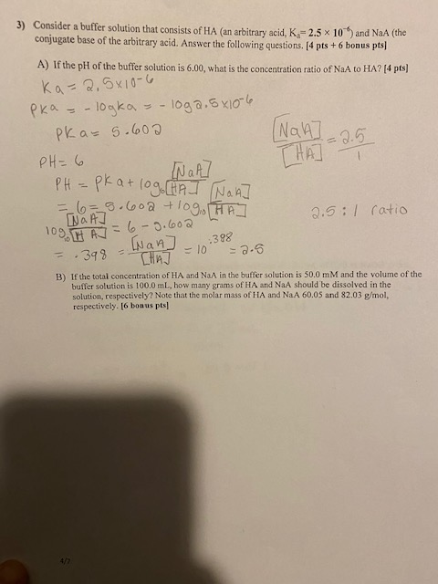 Solved 3) Consider a buffer solution that consists of HA (an | Chegg.com