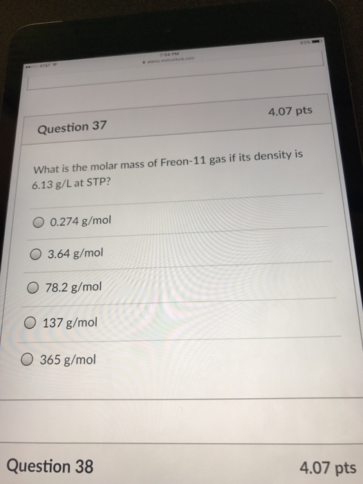 Solved What is the molar mass of Freon-11 gas if its density | Chegg.com