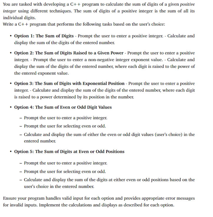 Solved - Option 4: The Sum of Even or Odd Digit Values - | Chegg.com