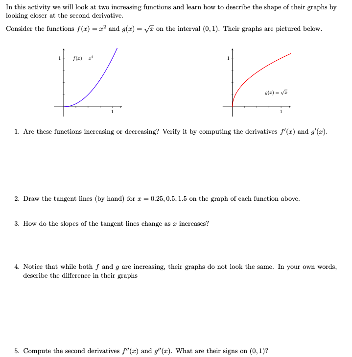 Solved In this activity we will look at two increasing | Chegg.com