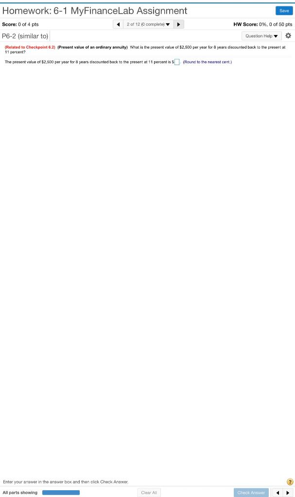 Solved Homework: 6-1 MyFinanceLab Assignment Save Score: 0 | Chegg.com