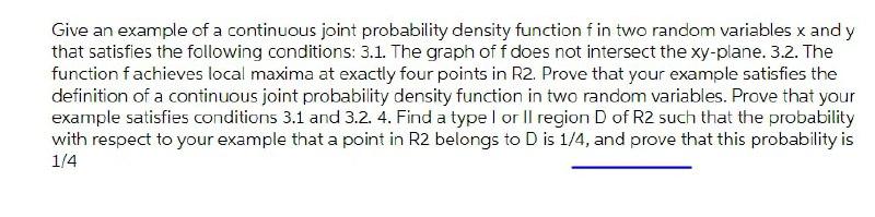 Give an example of a continuous joint probability | Chegg.com