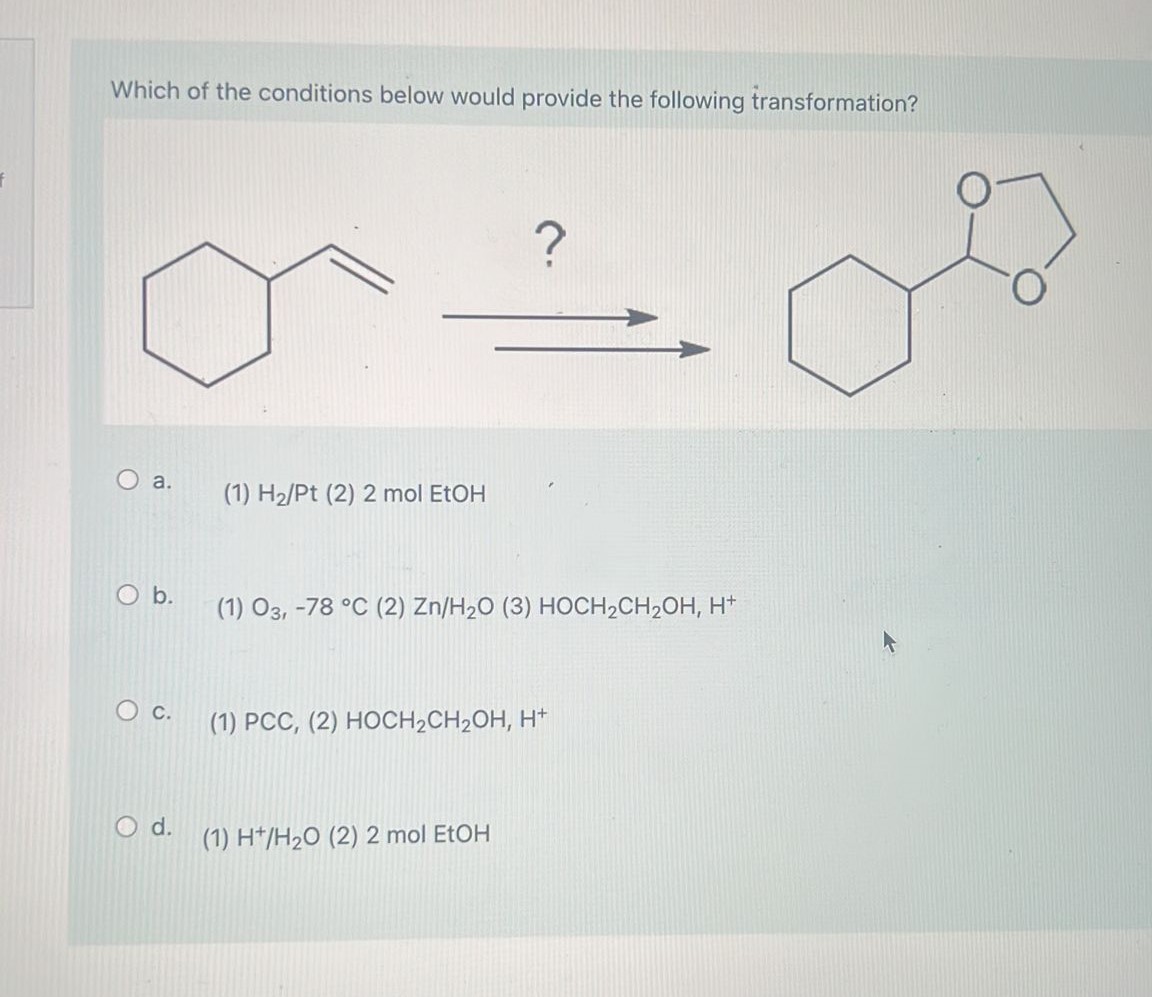 Solved Which of the conditions below would provide the | Chegg.com