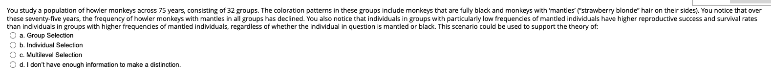 Solved You study a population of howler monkeys across 75 | Chegg.com