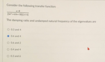 Solved Consider the following transfer function The damping | Chegg.com