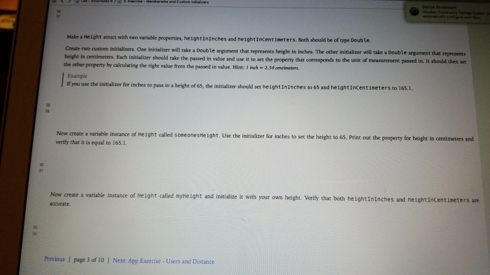 Working with Swift struct Task 2: Do exercises | Chegg.com
