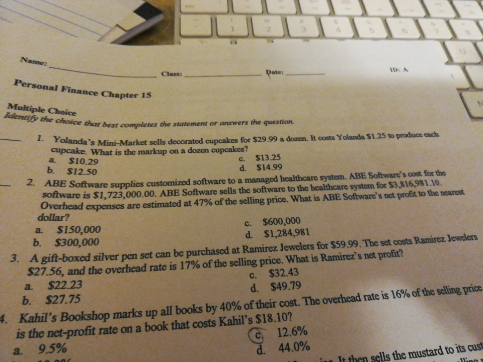 Solved Name: DEN Class: Date: Personal Finance Chapter 15 | Chegg.com