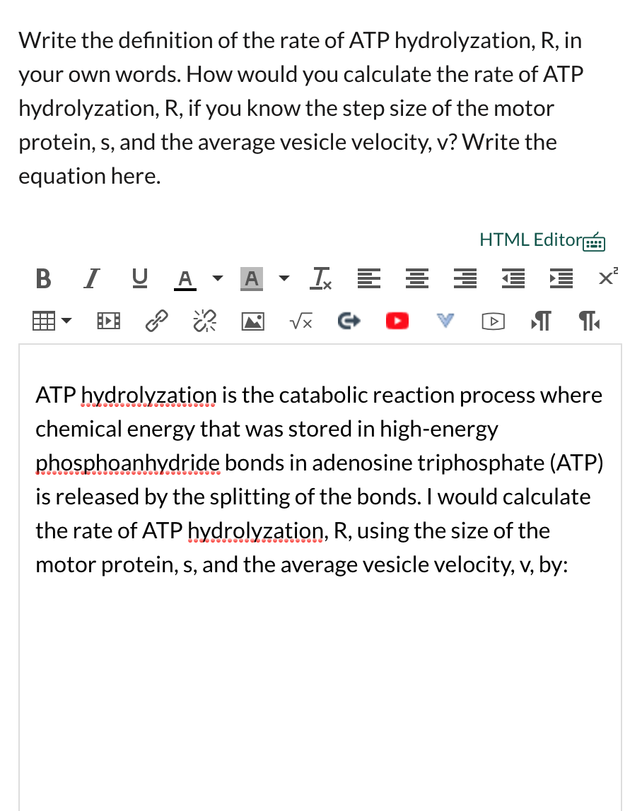 Write the definition of the rate of ATP | Chegg.com