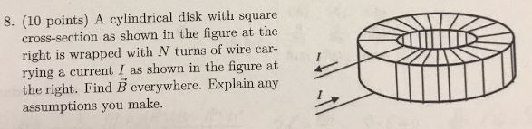 Solved 8. (10 points) A cylindrical disk with square | Chegg.com