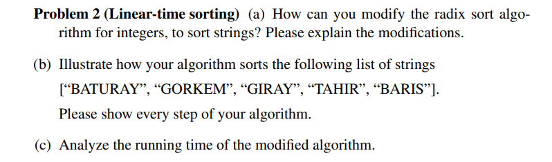 Solved Problem 2 Linear Time Sorting A How Can You