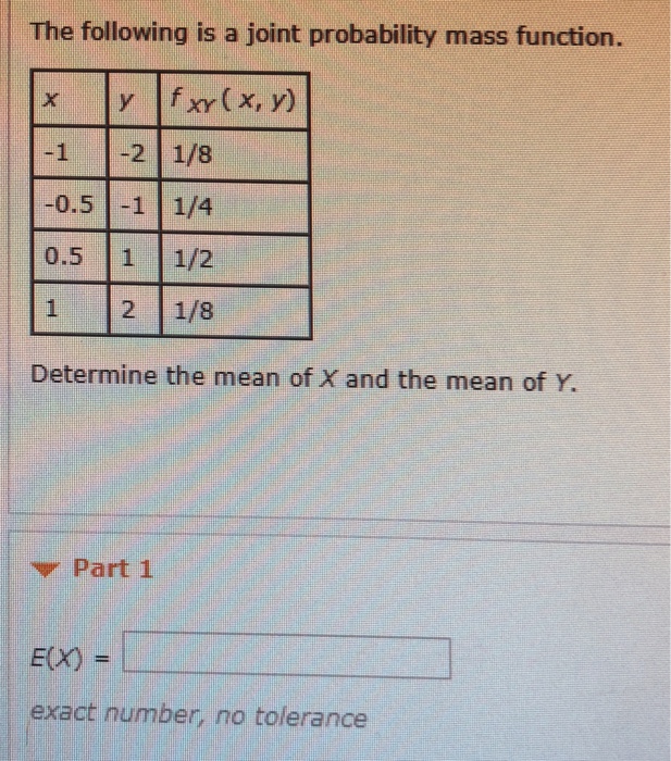 Solved The following is a joint probability mass function. | Chegg.com