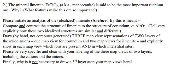 Solved 2.) The mineral ilmenite, FeTiO3, (a.k.a., | Chegg.com