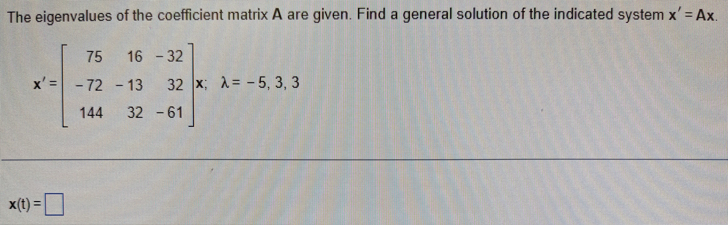 Solved The eigenvalues of the coefficient matrix A are | Chegg.com