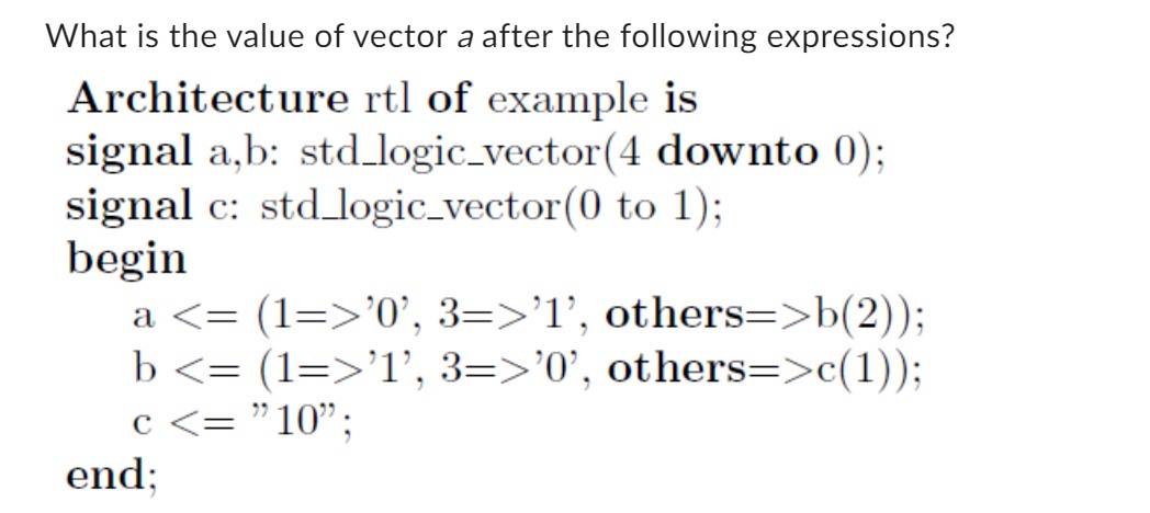 Solved What is the value of vector a after the following | Chegg.com