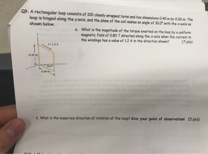 Solved Q9. A rectangular loop consists of 100 closely | Chegg.com