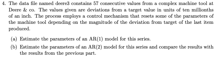Solved 4. The data file named deere3 constains 57 | Chegg.com
