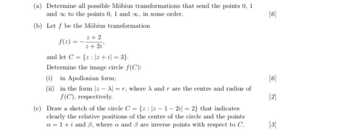 Solved (a) Determine all possible Mobius transformations | Chegg.com