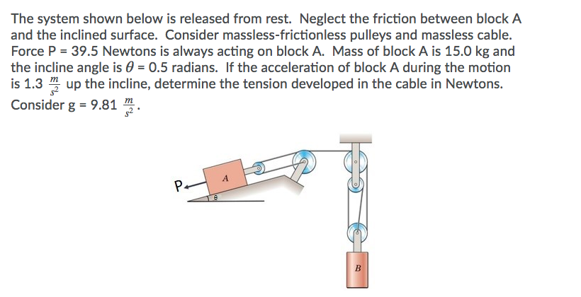 Solved The system shown below is released from rest. Neglect | Chegg.com