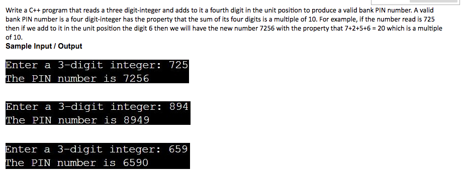 Solved Write a C++ program that reads a three digit-integer | Chegg.com