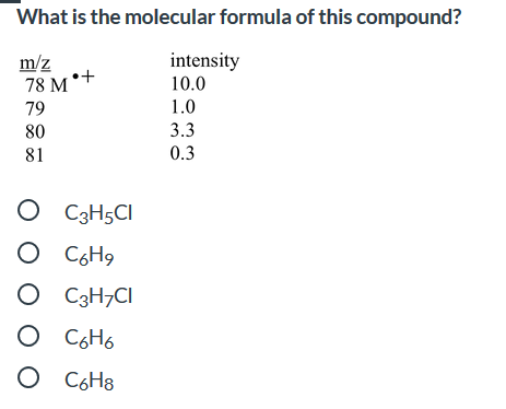 Solved What is the molecular formula of this compound? + m/z | Chegg.com