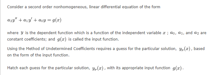Solved Consider a second order nonhomogeneous, linear | Chegg.com