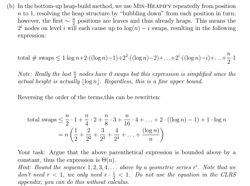 In the bottom-up heap-build method, we use | Chegg.com