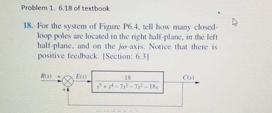Solved Problem 1. 6.18 of textbook 18. For the system of | Chegg.com