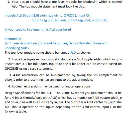 Solved Lab Goal: For this lab, you will write the Verilog | Chegg.com
