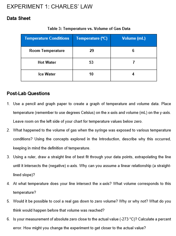 Solved Temperature & N 4 3 o Odlume mu 살 % R EXPERIMENT 1: | Chegg.com