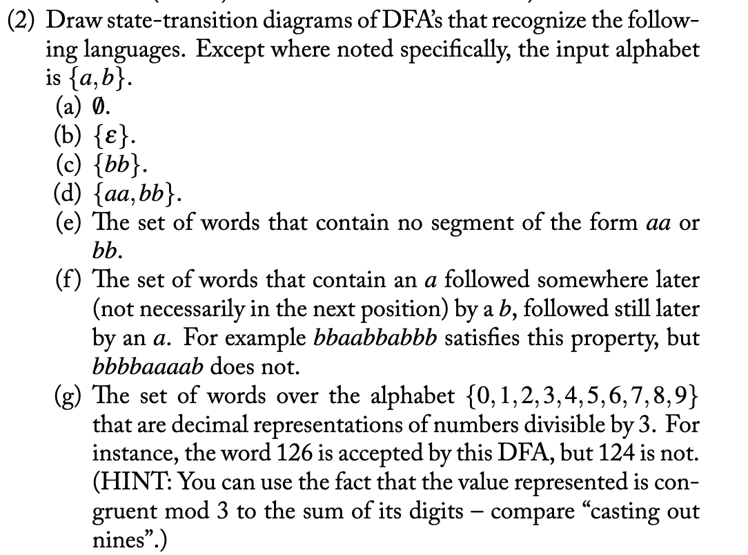 Solved 2) Draw state-transition diagrams of DFA's that | Chegg.com