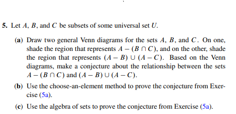 Solved Let A,B, and C be subsets of some universal set U. | Chegg.com