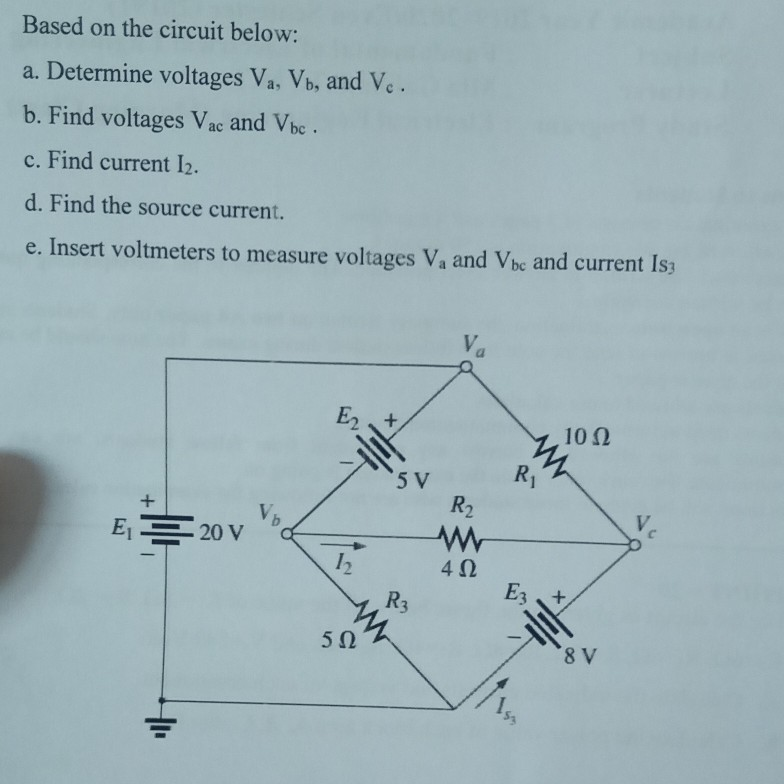 Solved Based on the circuit below: a. Determine voltages Va, | Chegg.com