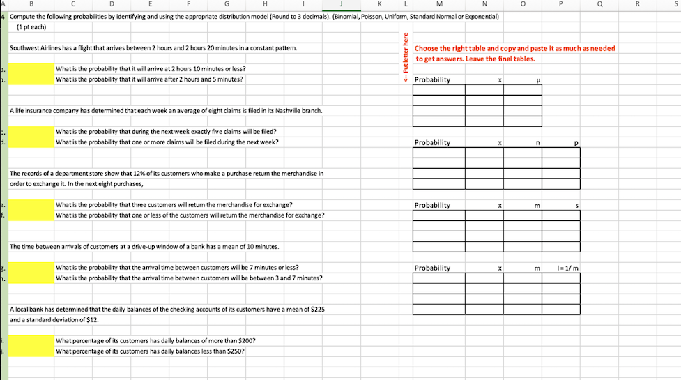 4 Compute the following probabilities by identifying | Chegg.com
