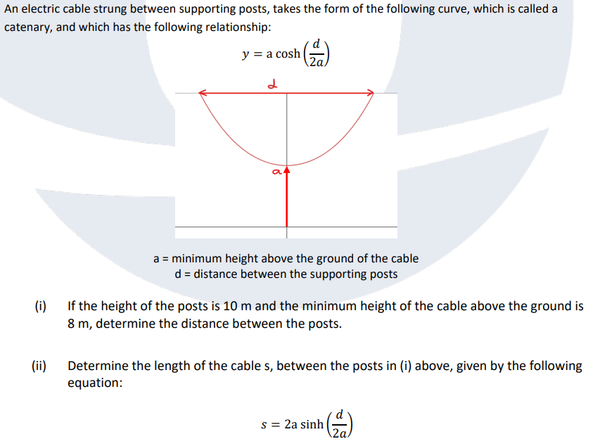 Solved An electric cable strung between supporting posts, | Chegg.com