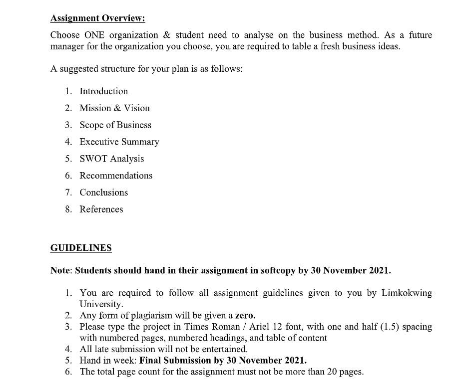 Solved Assignment Overview: Choose ONE organization & | Chegg.com