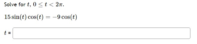 Solved Solve for t,0≤t