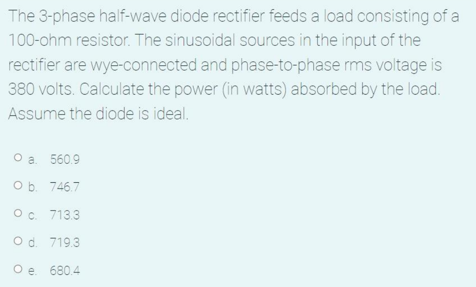 Solved The 3 Phase Half Wave Diode Rectifier Feeds A Load 9918