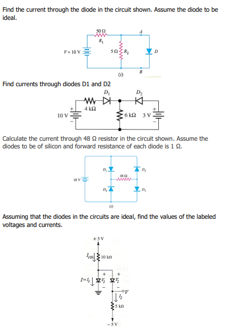 Solved Find The Current Through The Diode In The Circuit