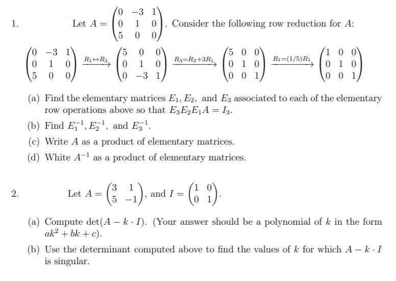 Solved Let A 0 −3 1 0 1 0 5 0 0 Consider The
