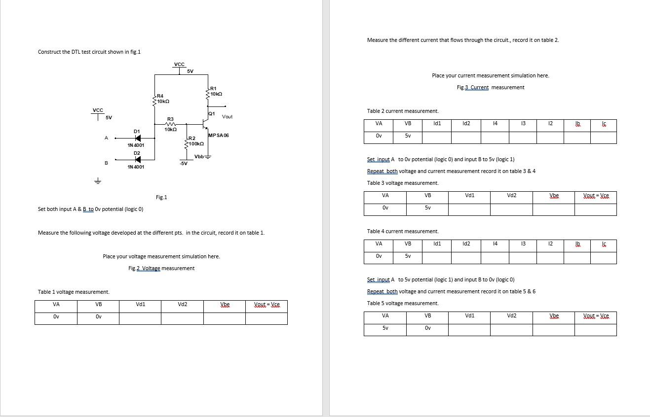 Solved Discrete DTL circuit activity Instructions: As for | Chegg.com