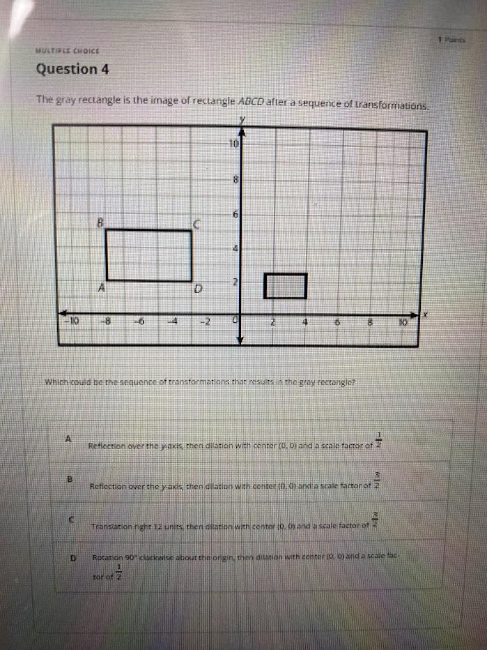 Solved the gray rectangle (right rectangle) is the image of | Chegg.com