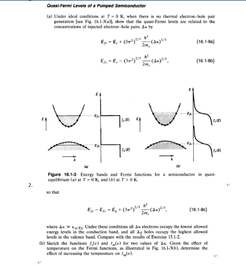 Quasi-Fermi Levels of a Pumped Semiconductor (a) | Chegg.com