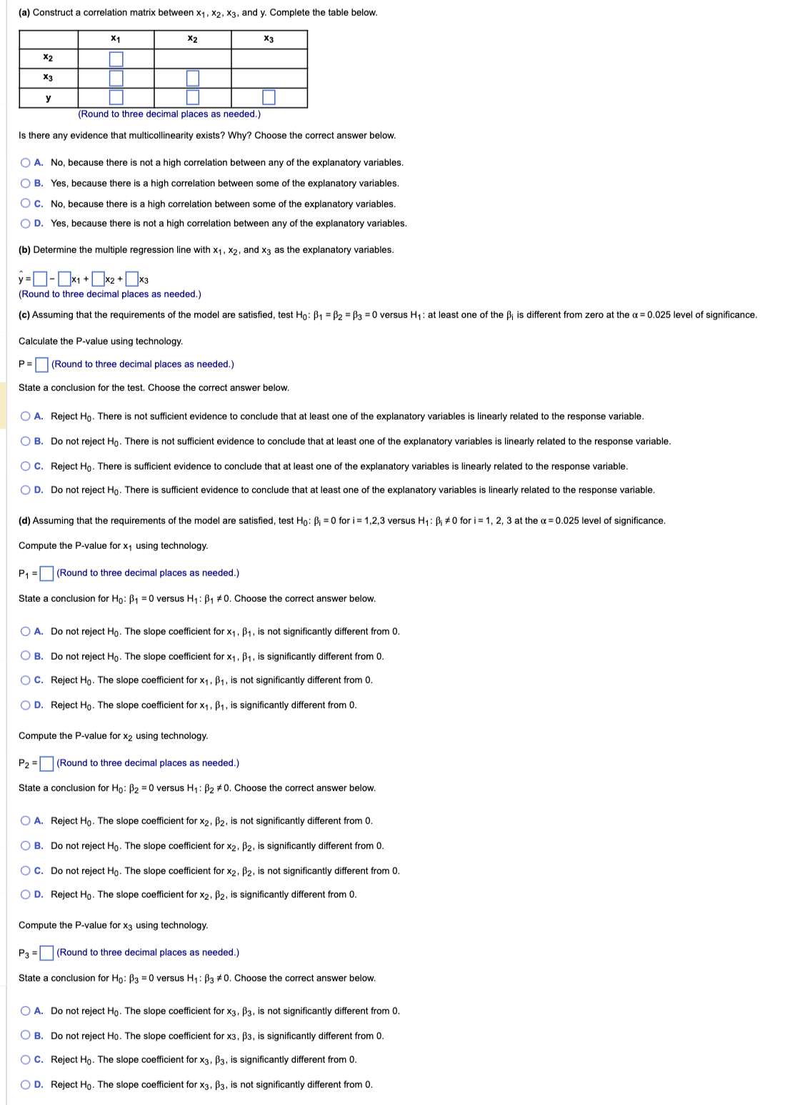 Solved (a) Construct a correlation matrix between \\( | Chegg.com