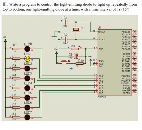 Solved III. Write a program to control the light-emitting | Chegg.com