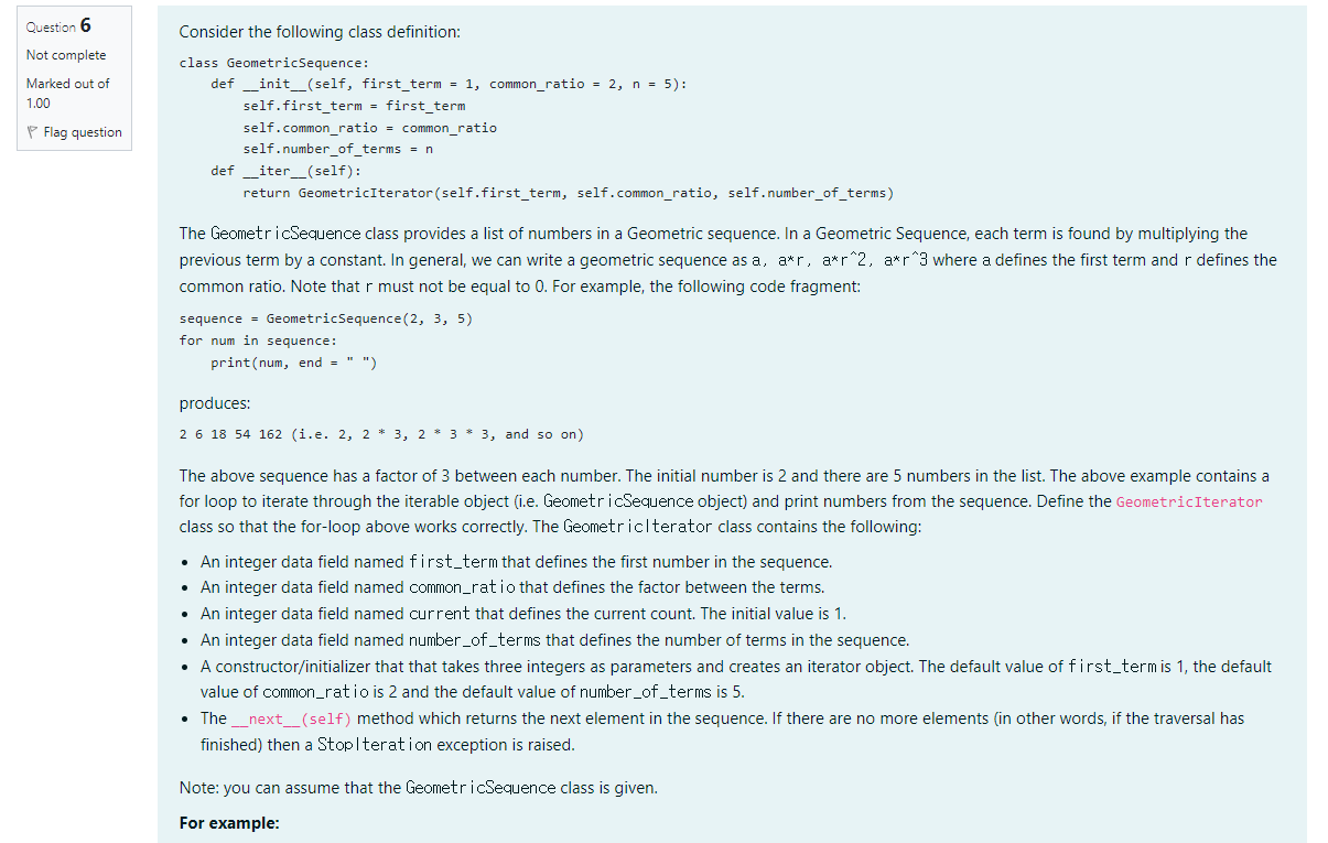 Solved The Geometr icSequence class provides a list of | Chegg.com