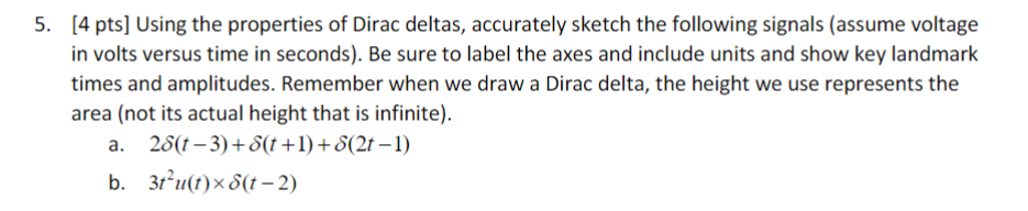 Solved [4 ﻿pts] ﻿Using the properties of Dirac deltas, | Chegg.com