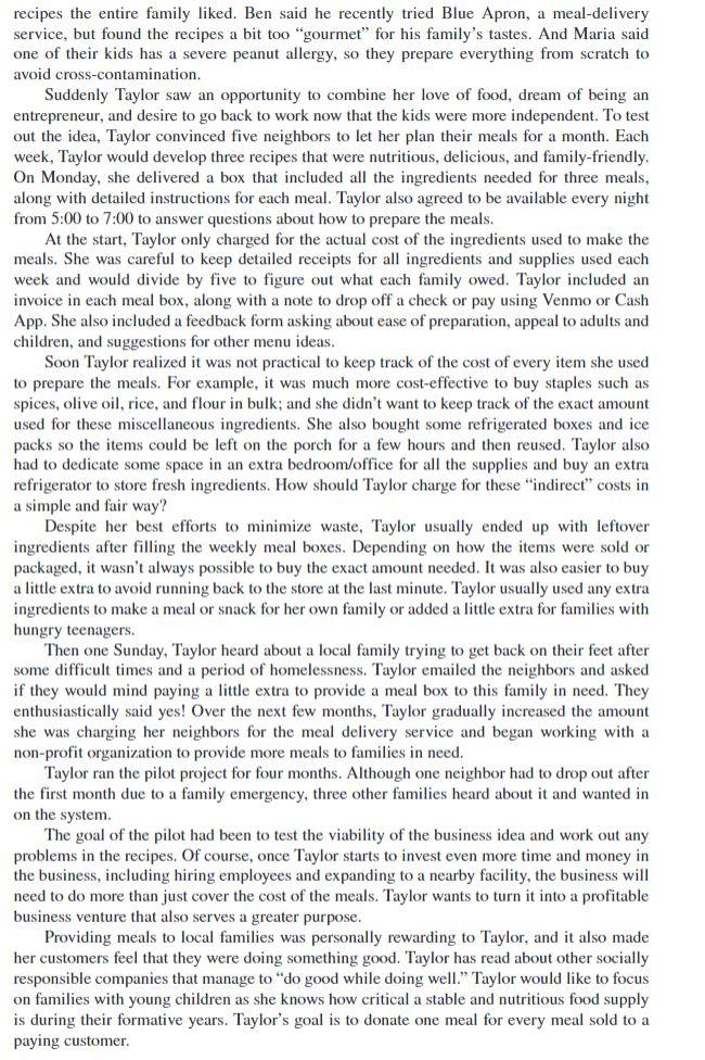 Solved 1. Is Bene Petit a manufacturing company, a | Chegg.com