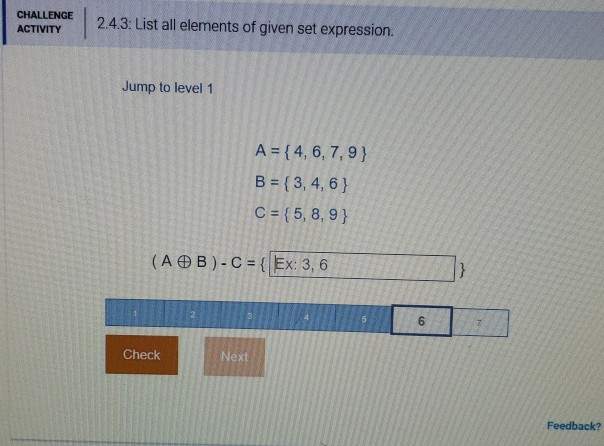 Solved ACTIVITY 2.4.3: List all elements of given set | Chegg.com