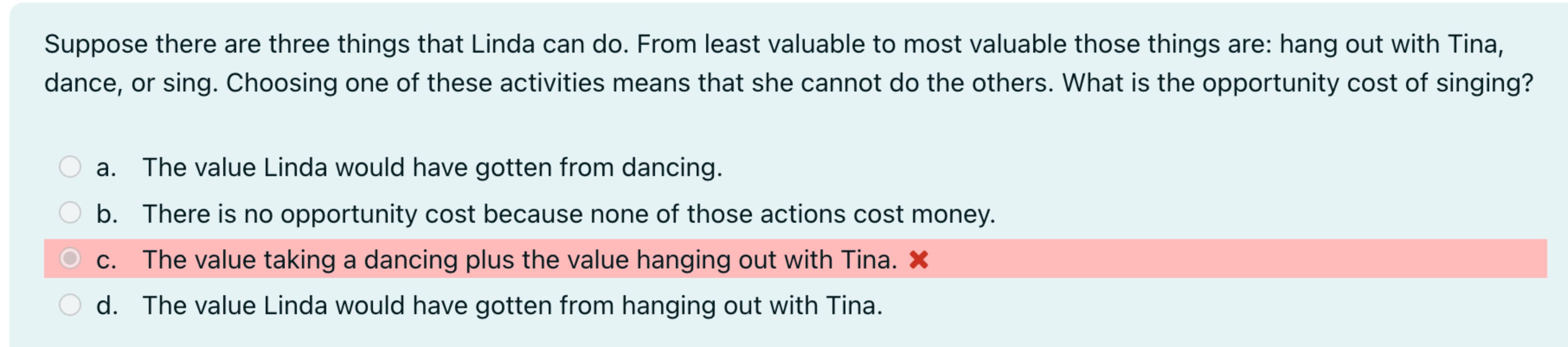 Solved Suppose there are three things that Linda can do. | Chegg.com