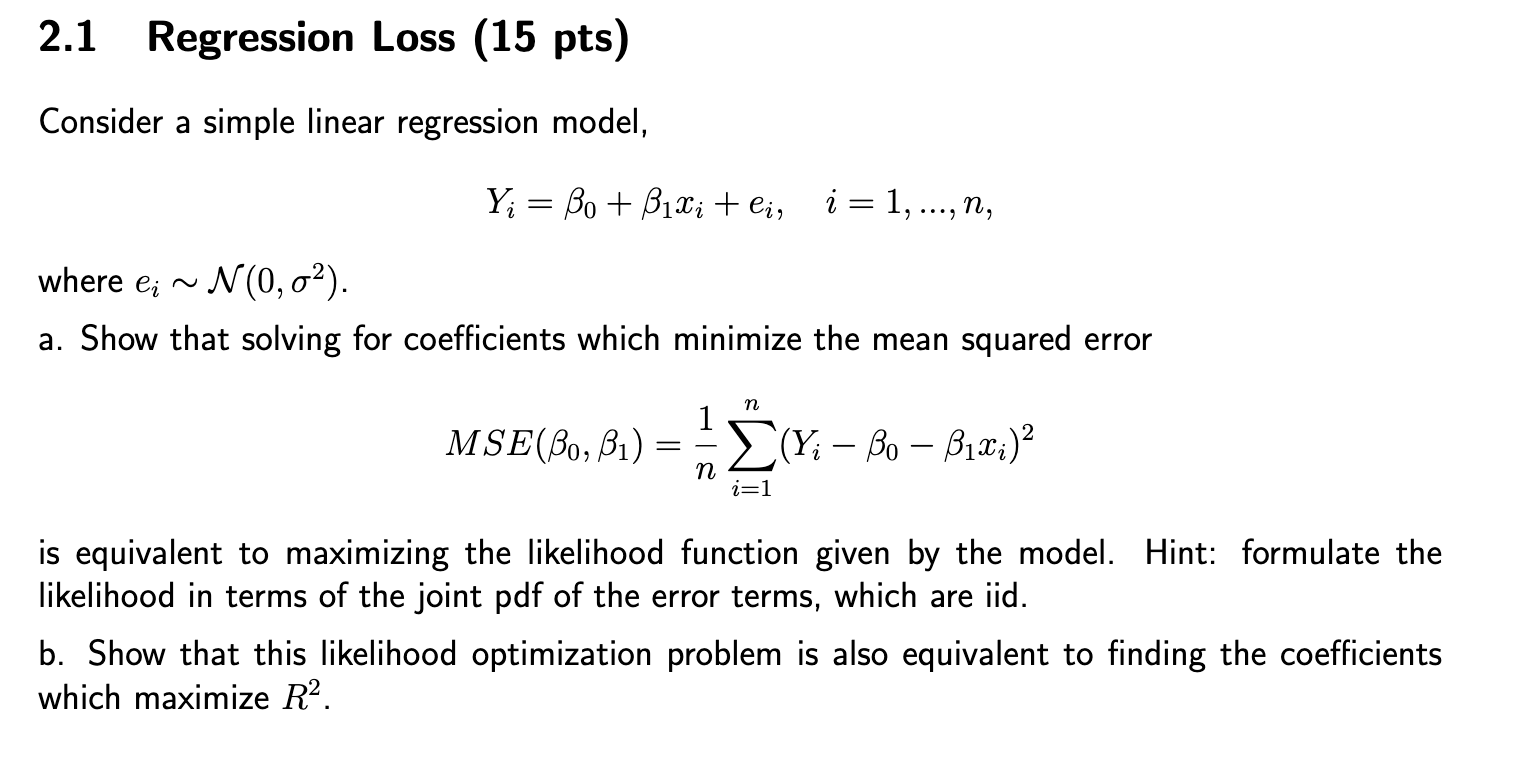 Solved Consider a simple linear regression model, | Chegg.com